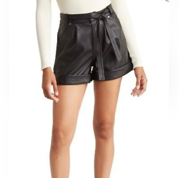 Blank NYC | Shorts | Blank Nyc Faux Leather Belted Shorts High Waisted ...